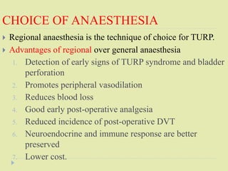 Anaesthetic consideration of TURP | PPTX