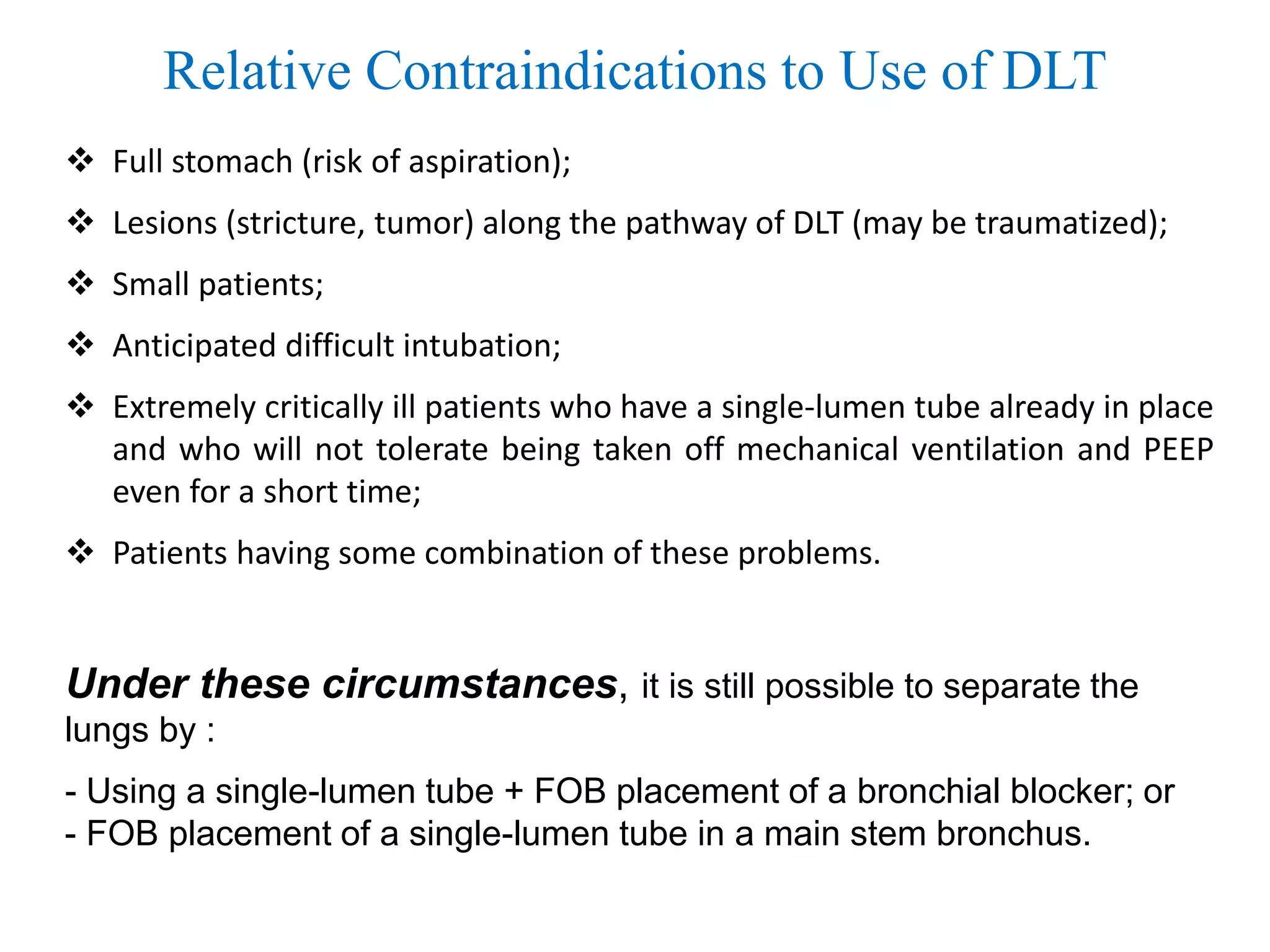 Anaesthetic consideration for one lung ventilation | PPTX