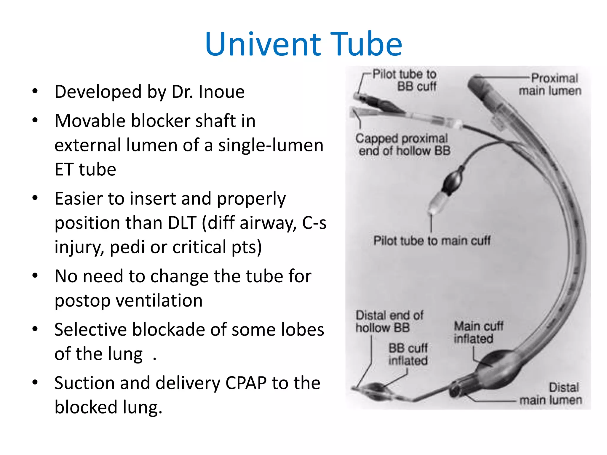 Anaesthetic consideration for one lung ventilation | PPTX