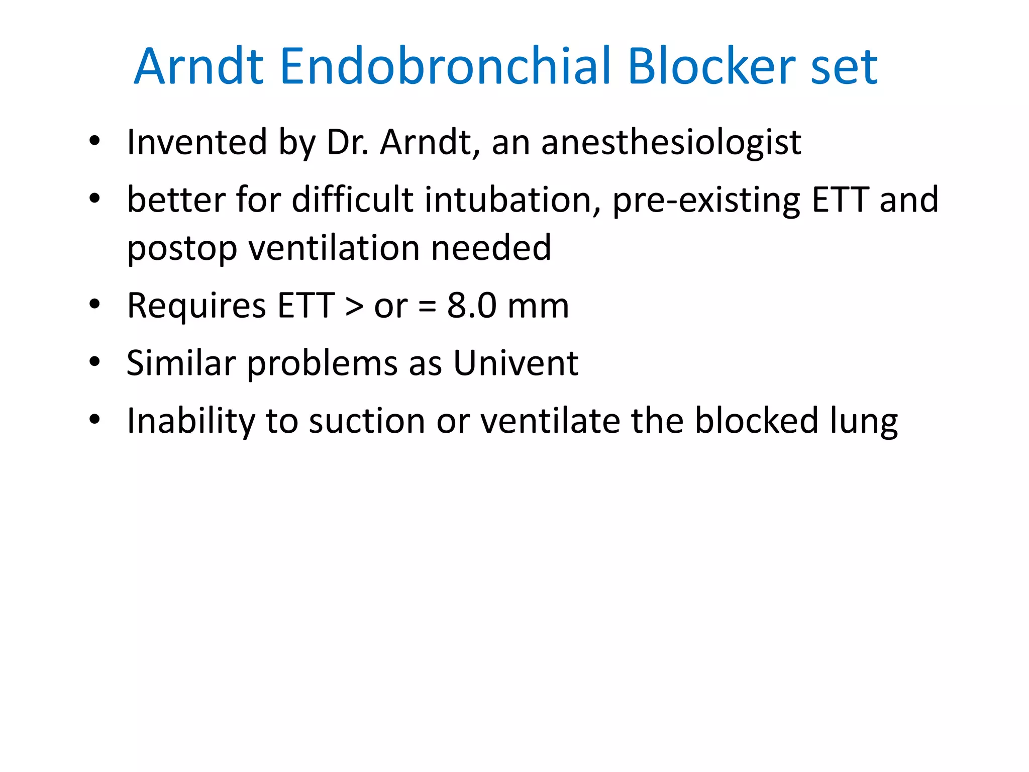 Anaesthetic consideration for one lung ventilation | PPTX