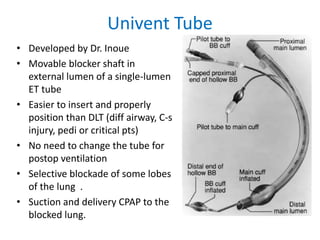 Anaesthetic consideration for one lung ventilation | PPTX