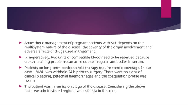 ANAESTHETIC IMPLICATIONS IN SYSTEMIC LUPUS ERYTHEMATOSUS PATIENTS ...