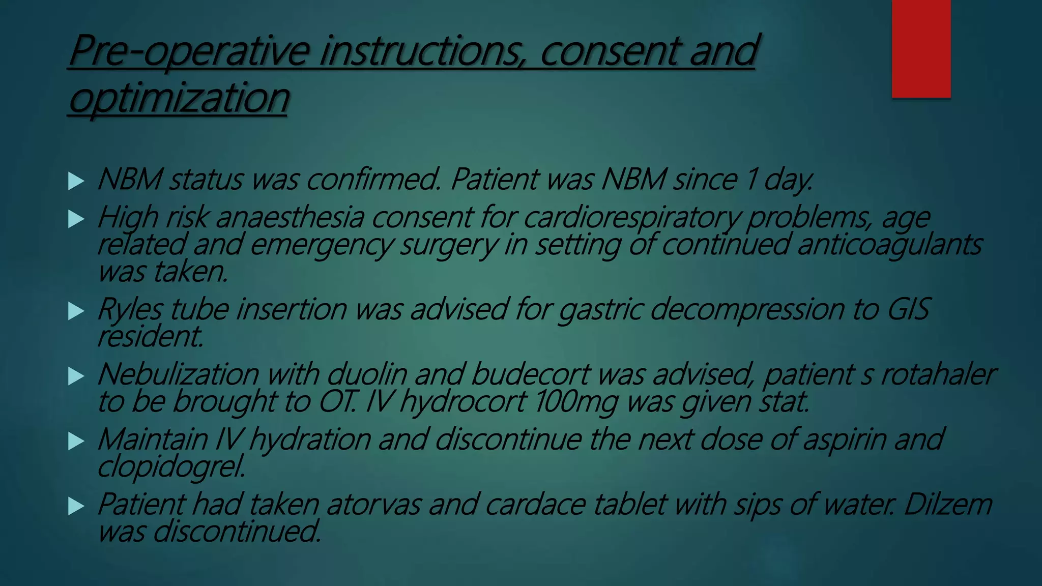 Anaesthetic management of a patient with perioperative asthma | PPTX