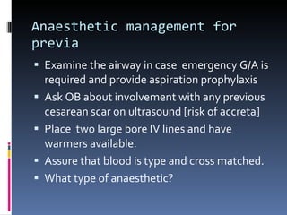 Anaesthetic management of obstetric emergencies | PPT