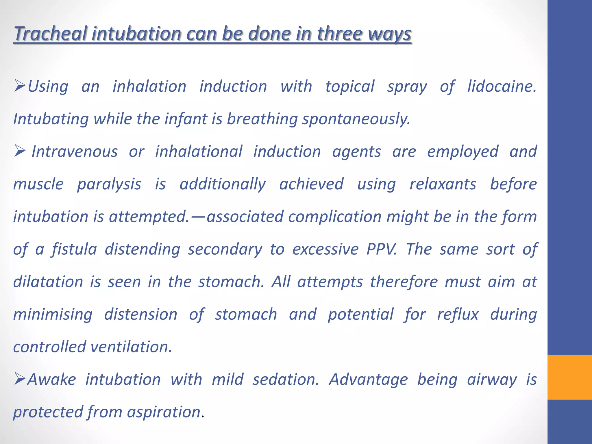 Anaesthetic management of tracheoesophageal fistula and congenital ...