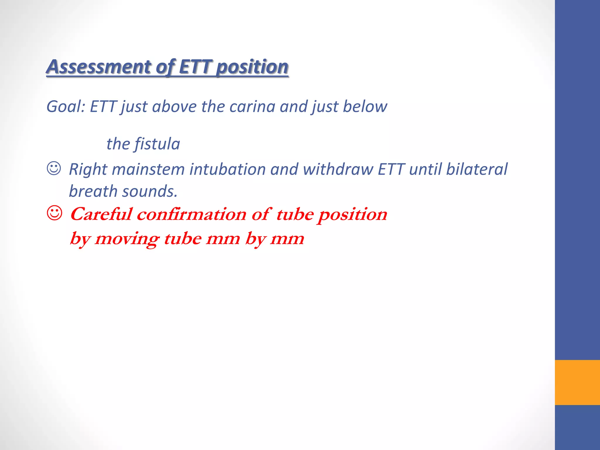 Anaesthetic management of tracheoesophageal fistula and congenital ...