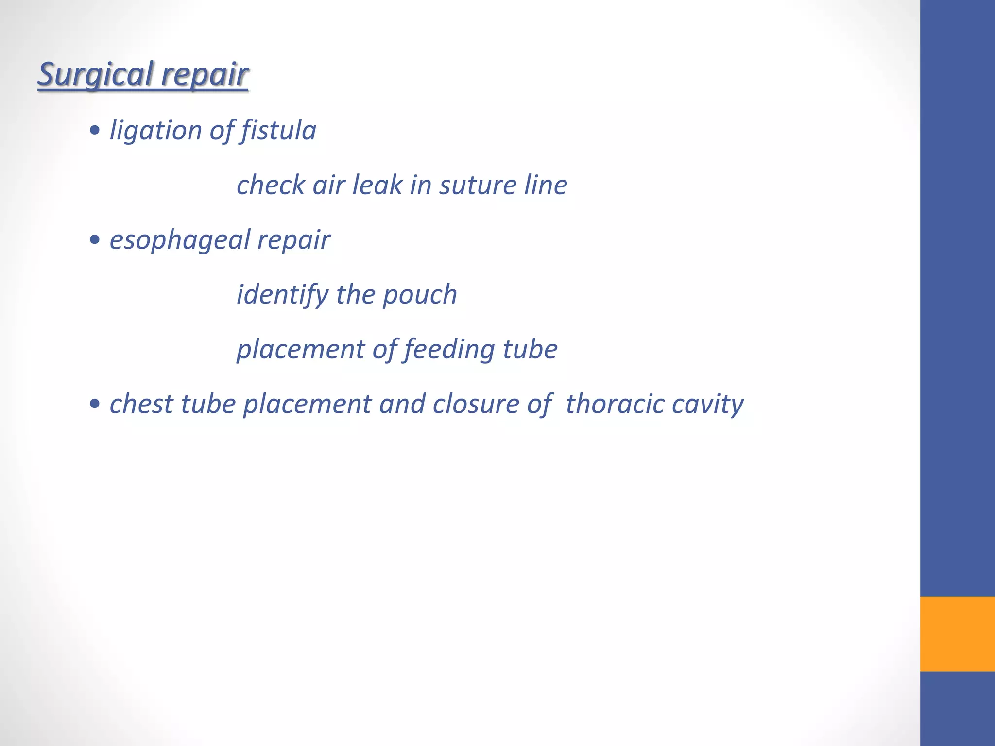 Anaesthetic management of tracheoesophageal fistula and congenital ...