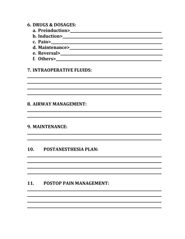Anaesthetic plan | PDF