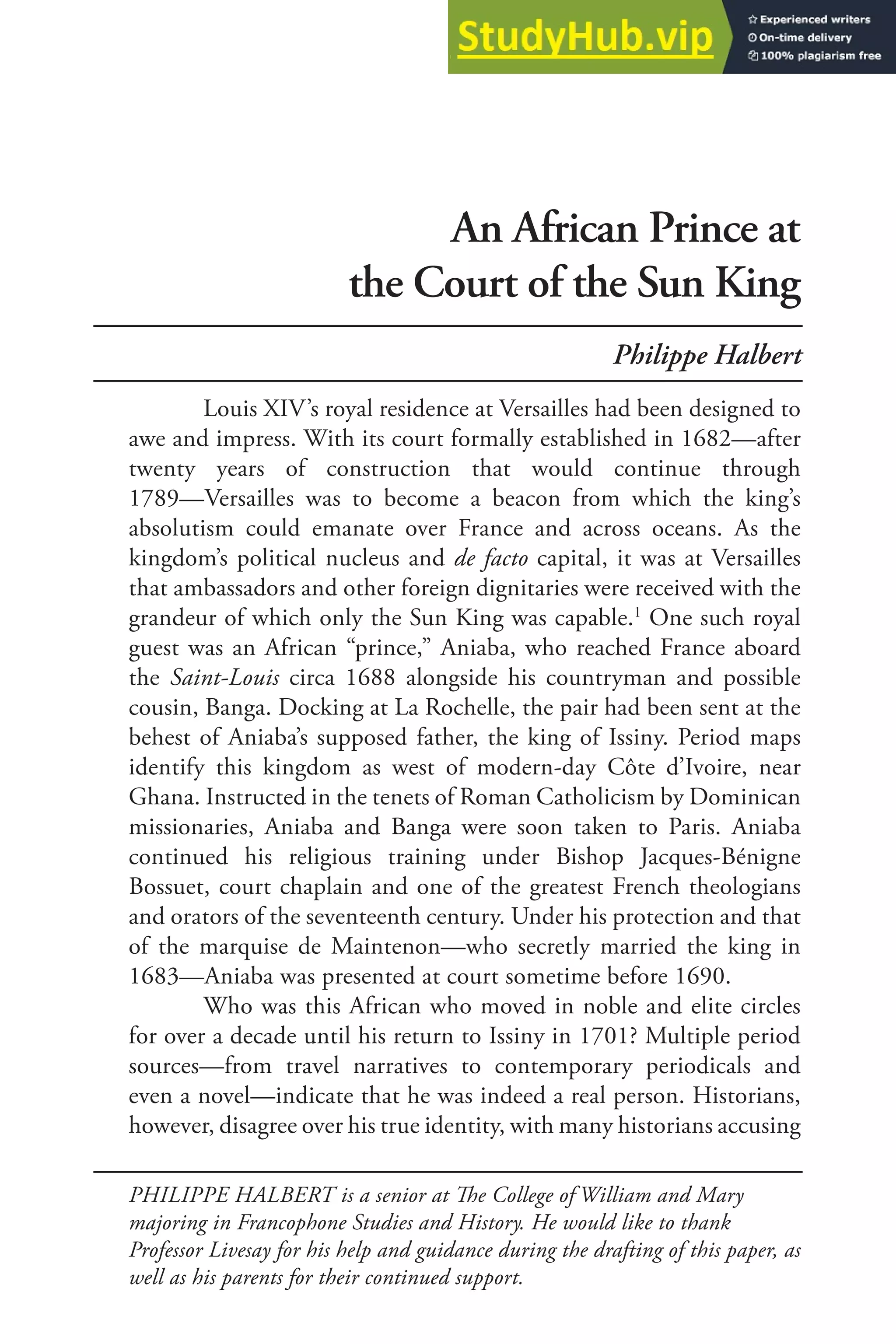 An African Prince At The Court Of The Sun King | PDF