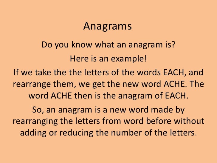 Anagrams Anagrams