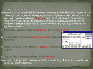 opciones de impresion | PPTX