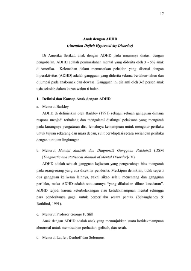 Konsep Anak dengan ADHD | DOCX