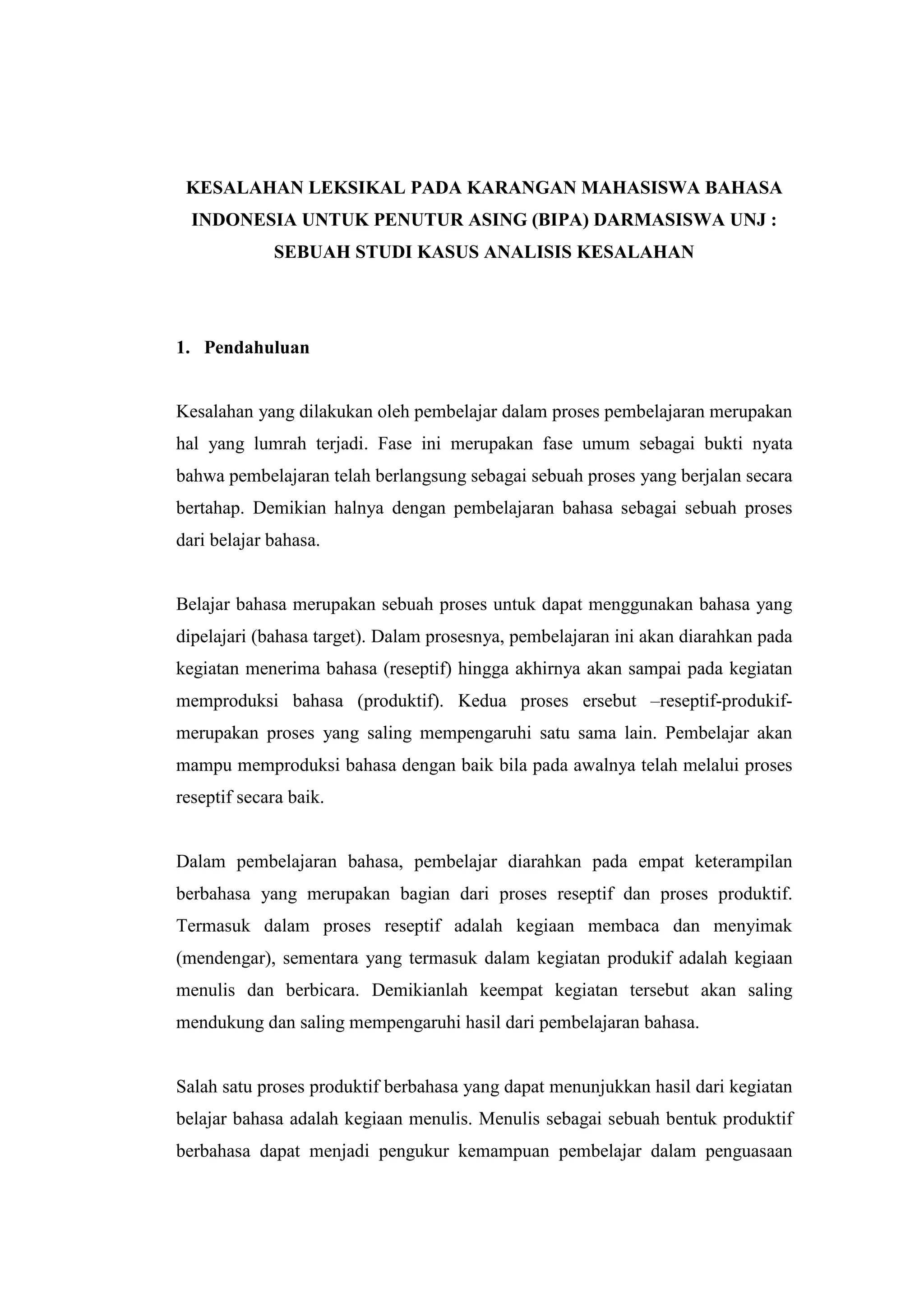 Analisis Kesalahan Berbahasa | PDF