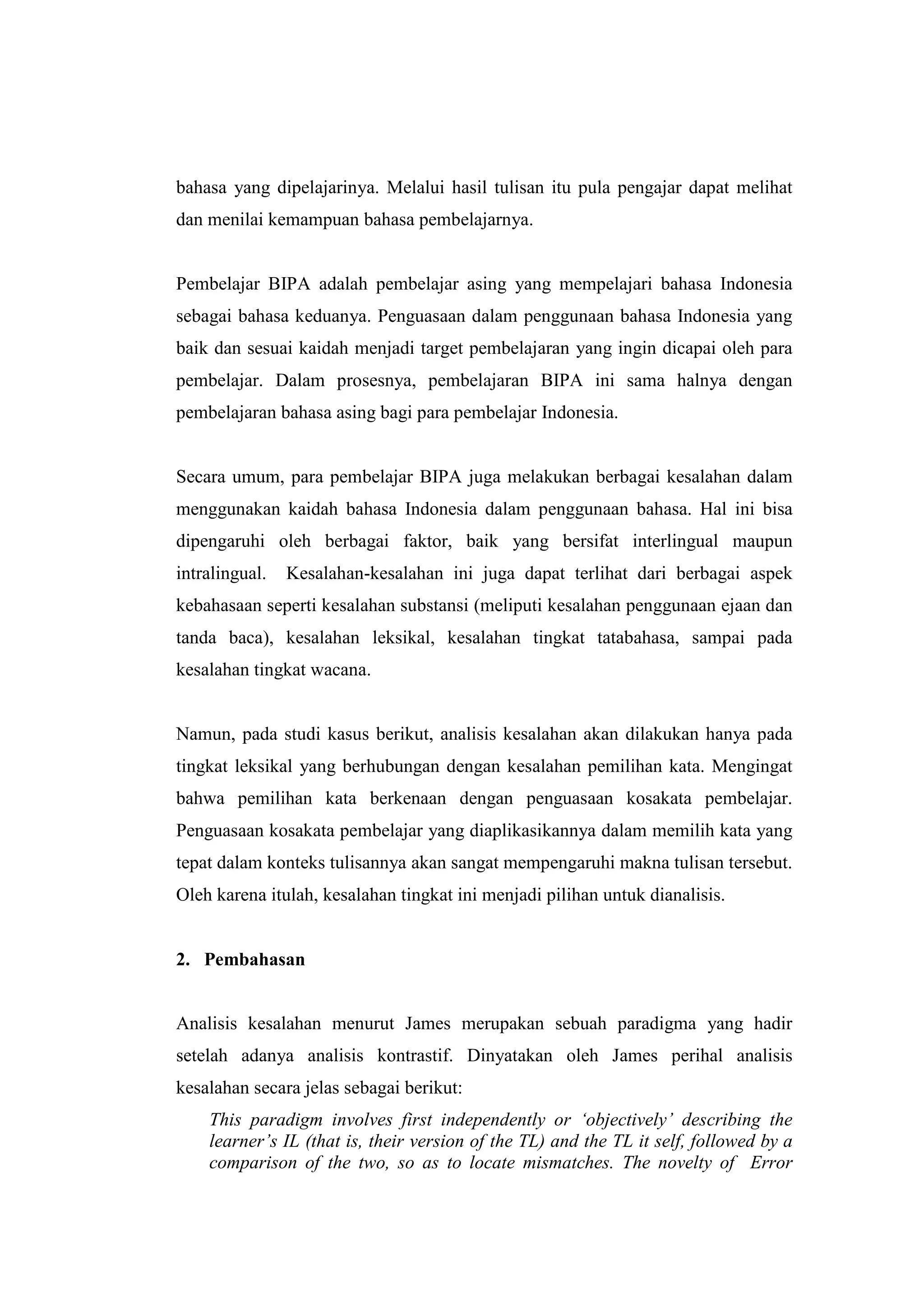 Analisis Kesalahan Berbahasa | PDF