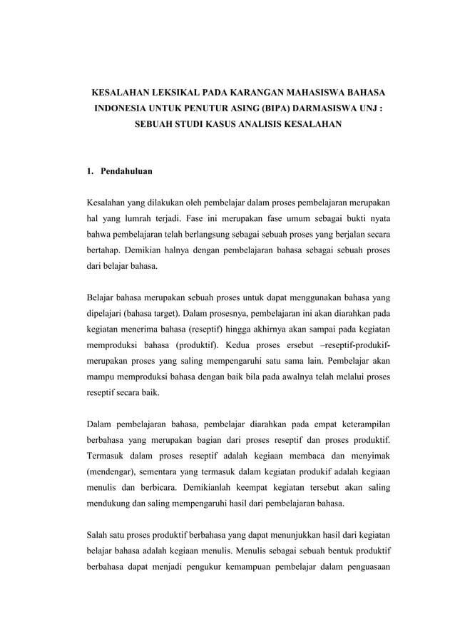 Analisis Kesalahan Berbahasa | PDF