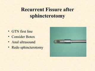 Nitroglycerin, Botox or Sphincterotomy for Anal Fissure | PPT ...
