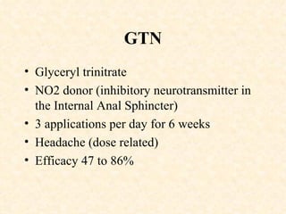 Nitroglycerin, Botox or Sphincterotomy for Anal Fissure | PPT ...