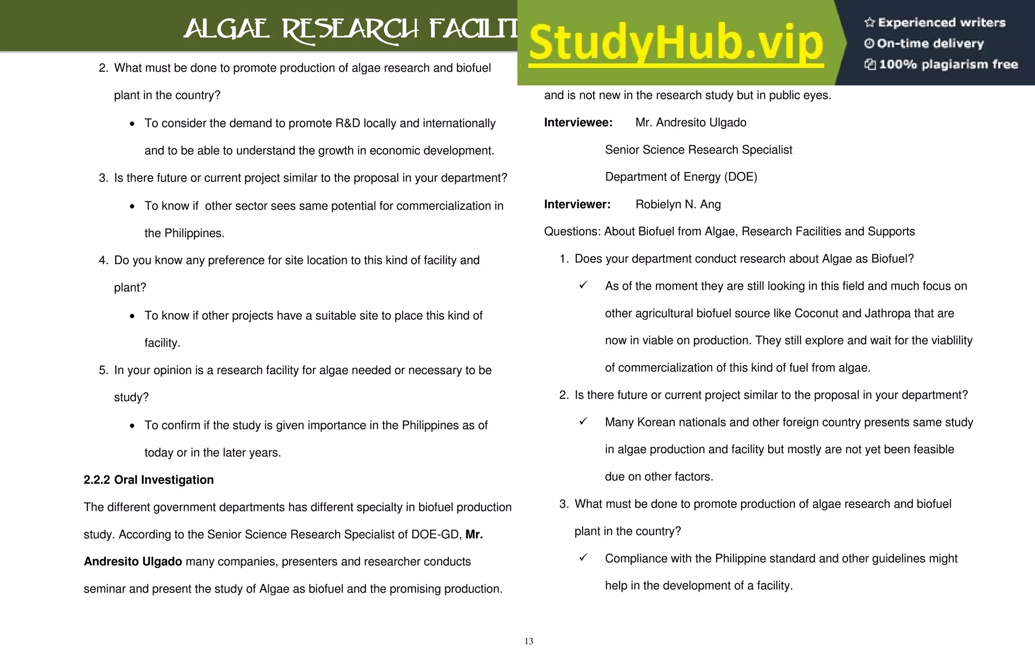 AN ALGAE RESEARCH FACILITY FOR BIOFUEL AND BYPRODUCT DEVELOPMENT INTEGRATING ALGAE CULTIVATION ...