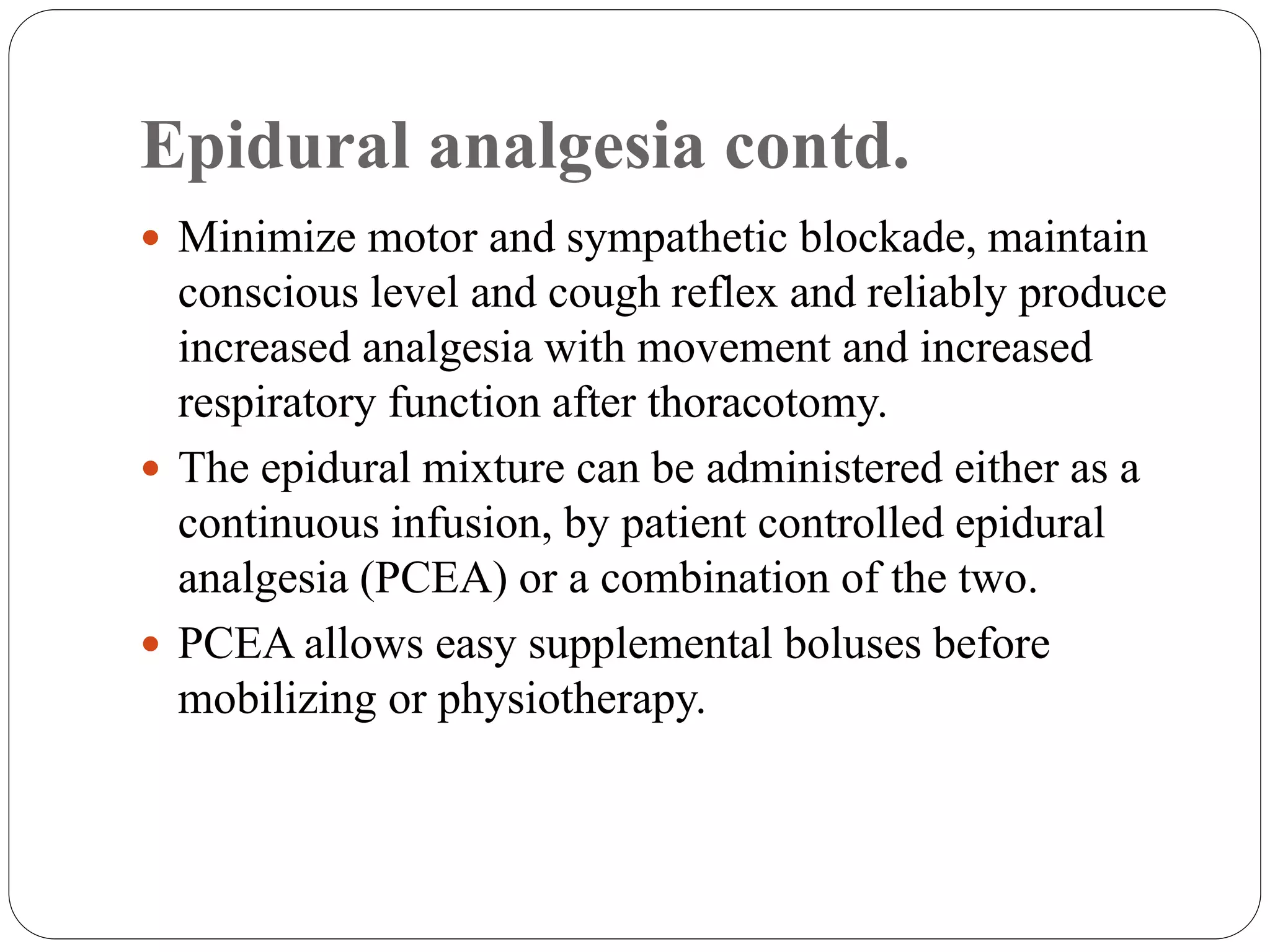 Analgesia in thoracic surgery. | PPTX