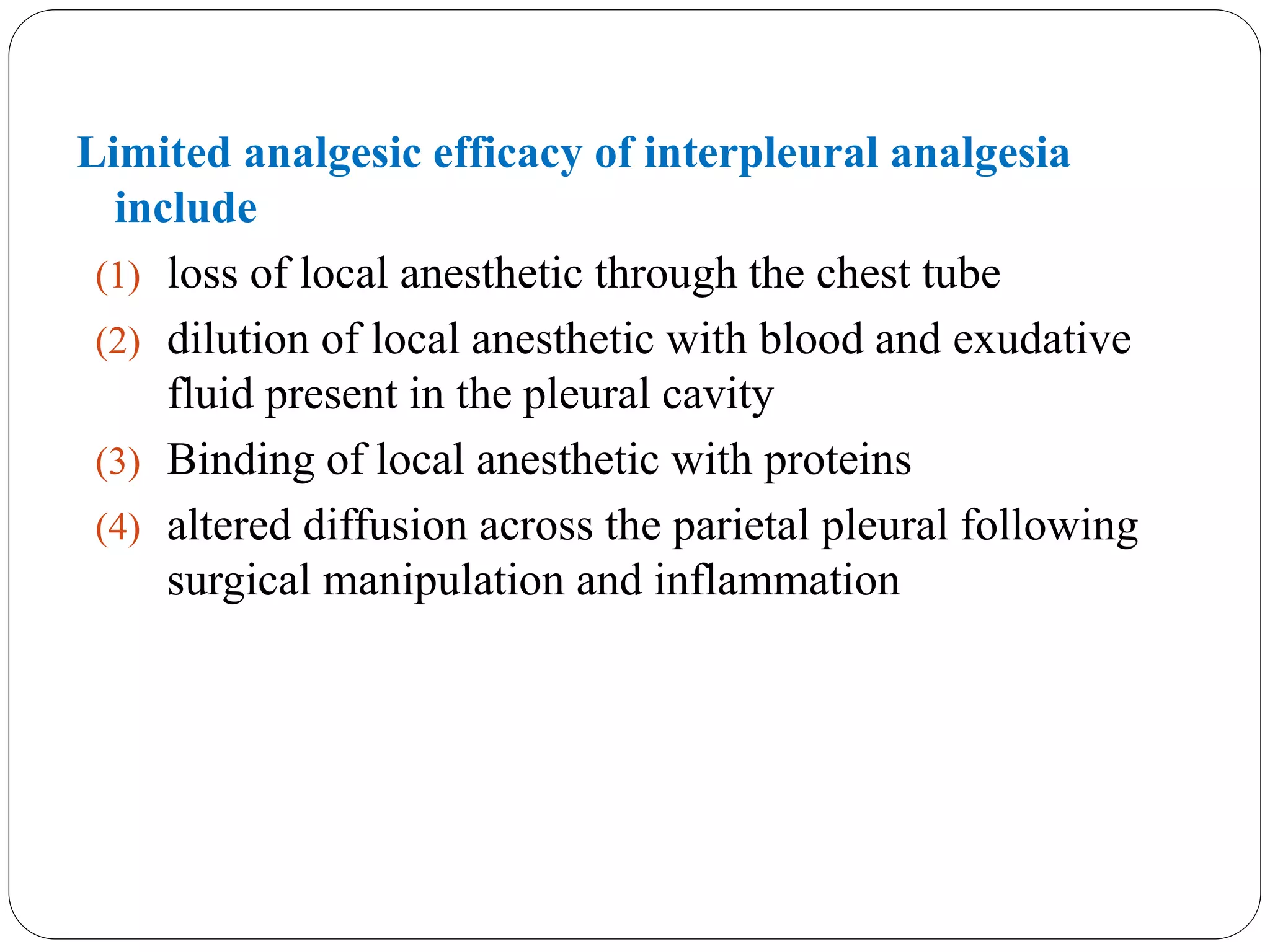 Analgesia in thoracic surgery. | PPTX