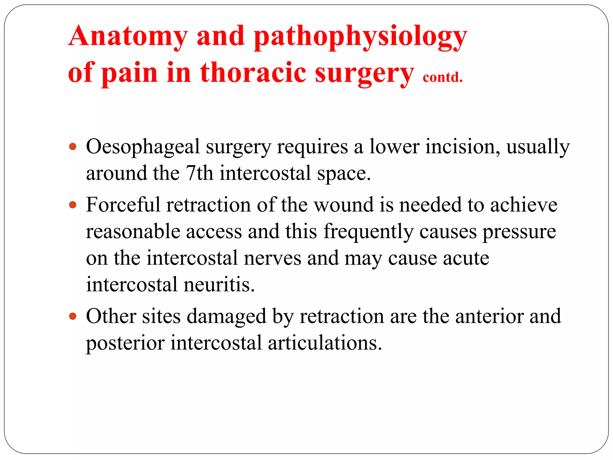 Analgesia in thoracic surgery. | PPTX