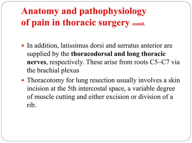 Analgesia in thoracic surgery. | PPTX | First Aid | Injuries