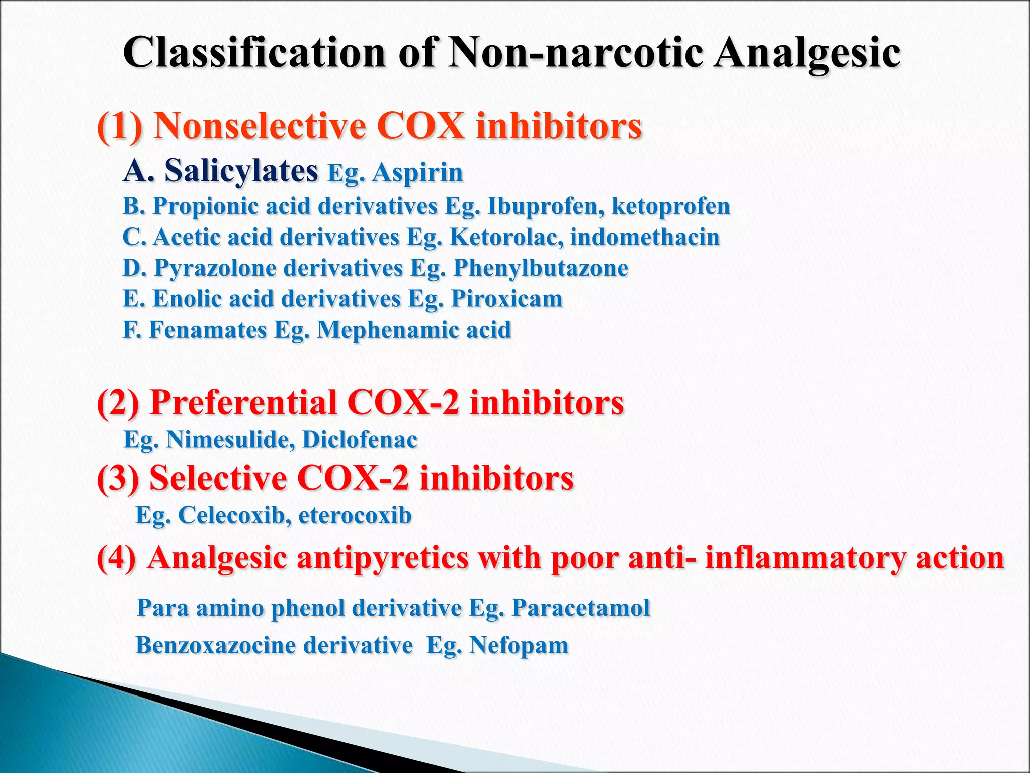 Analgesic antipyretics/ NSAIDs/Non narcotic analgesics | PPT