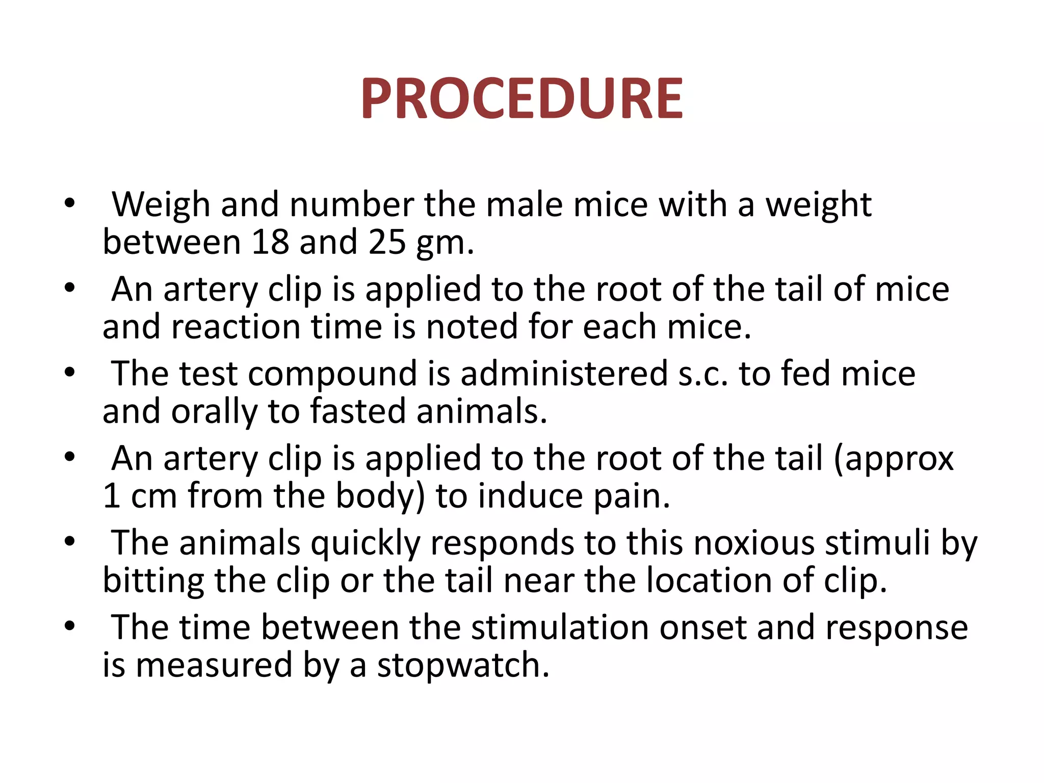 Screening models for analgesics activity | PPTX