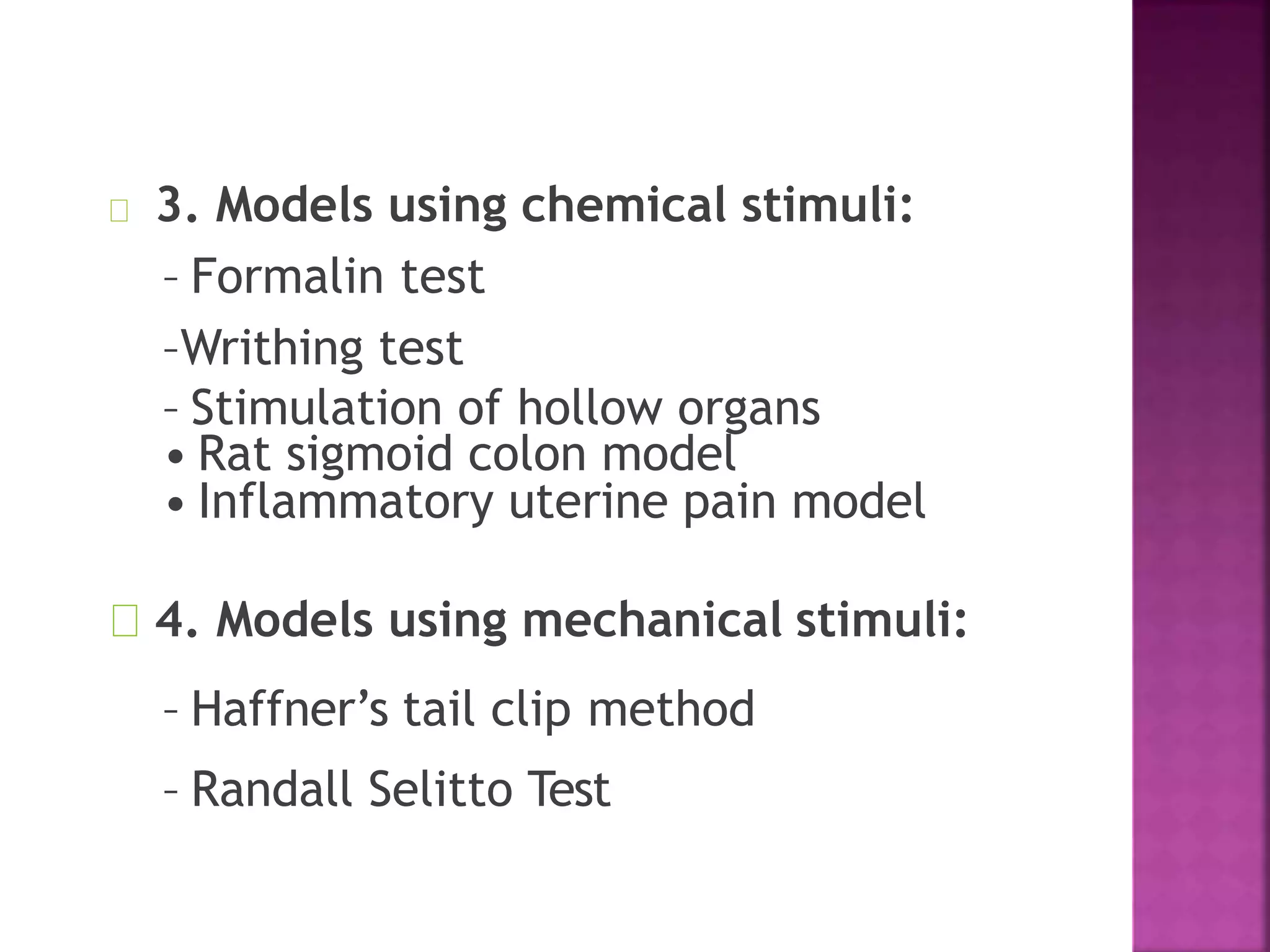 preclinical screening models for Analgesic drugs | PPTX