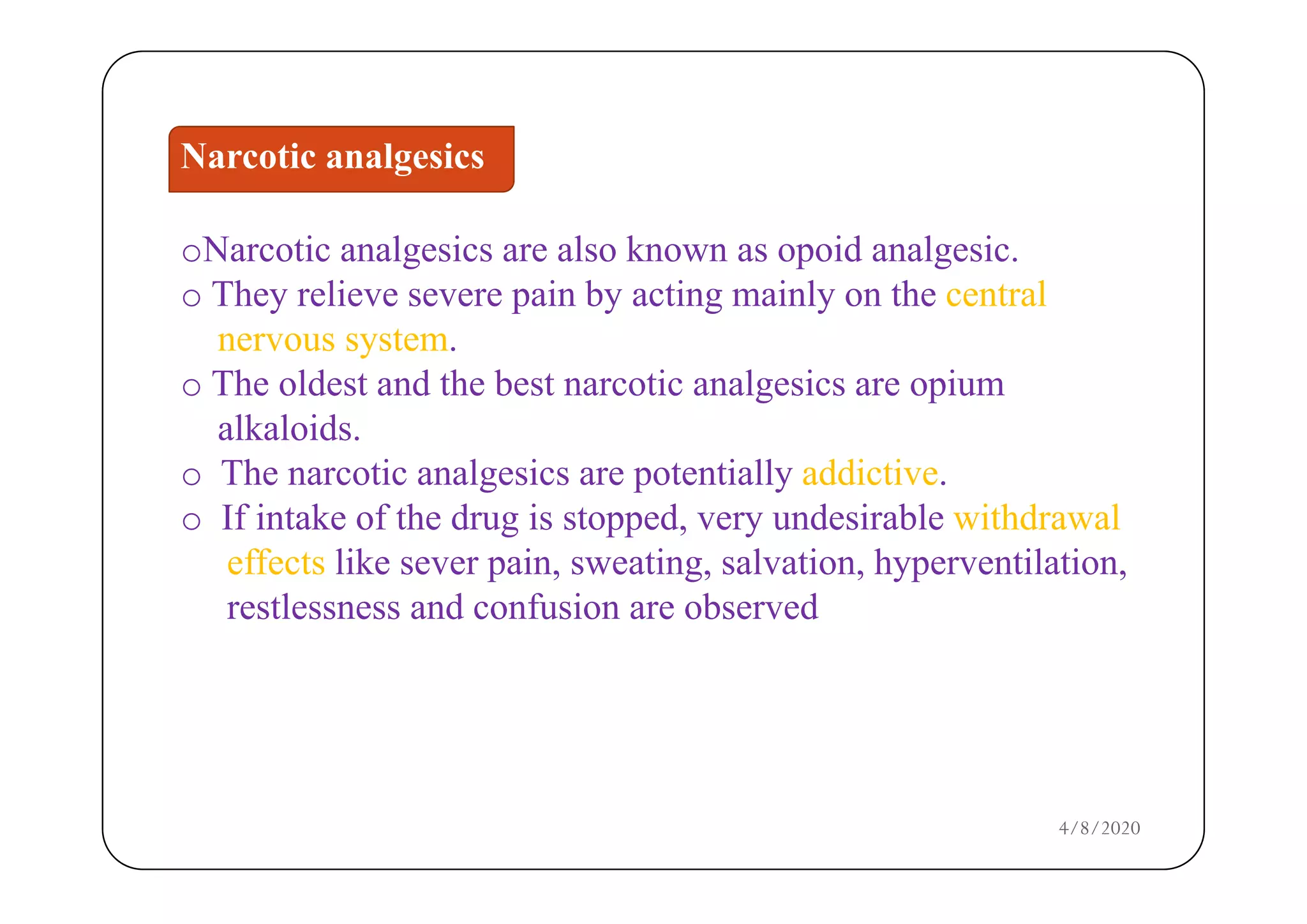 Narcotic Analgesics-Medicinal Chemistry | PDF