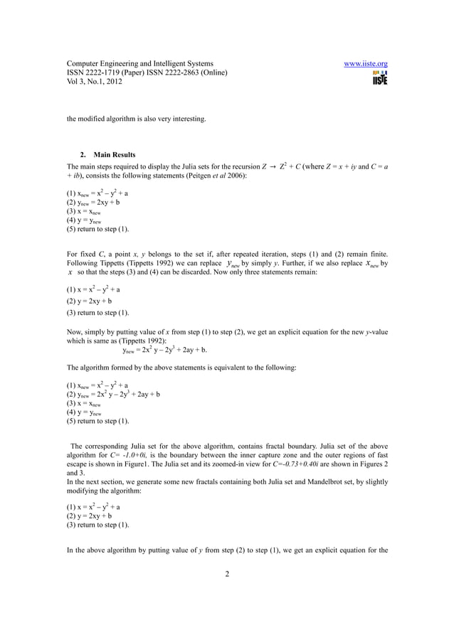 An algorithm for generating new mandelbrot and julia sets | PDF | Physics | Science