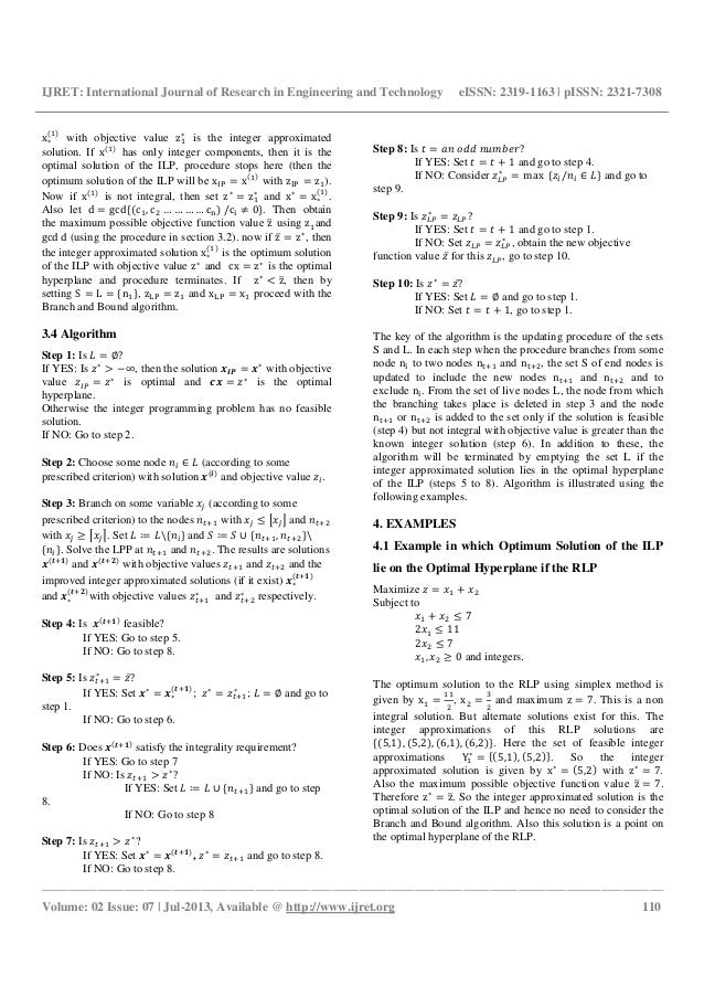 An Algorithm For Solving Integer Linear Programming