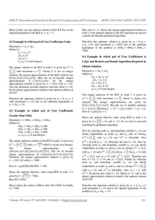 An Algorithm For Solving Integer Linear Programming