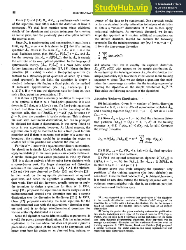 An Algorithm For Vector Quantizer Design Pdf 