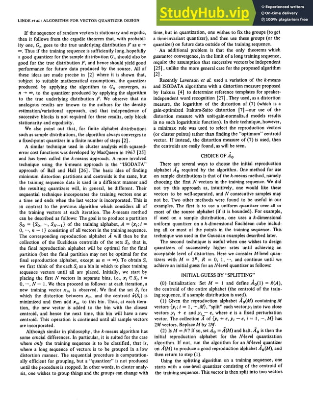 An Algorithm For Vector Quantizer Design | PDF