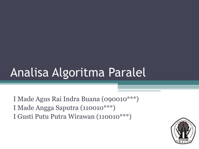 Analisa algoritma paralel | PPT