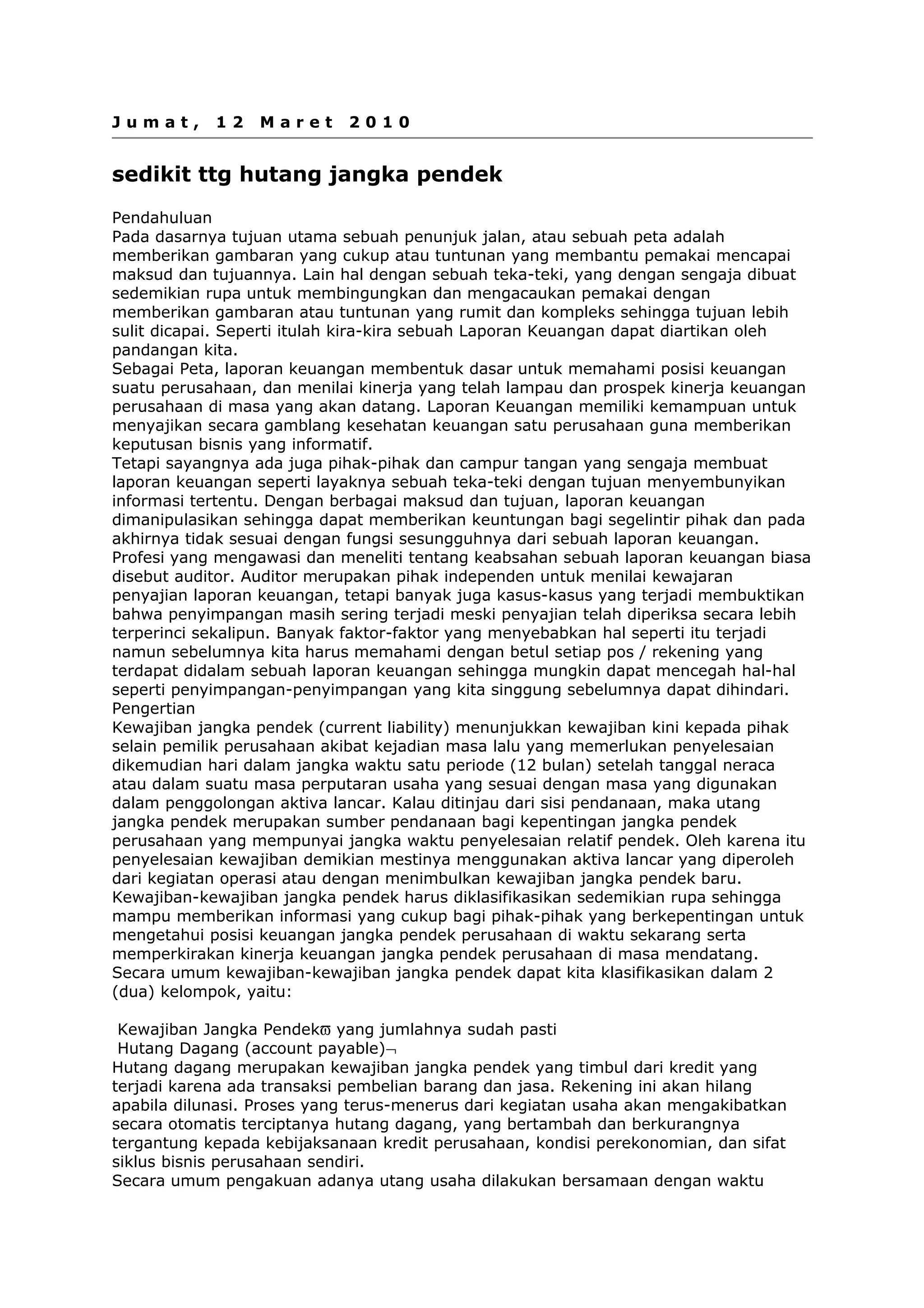 Analisa ap hutang pendek | DOC