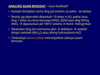 ANALISA BAHAN-BAHAN asam asam yang berhubungan dan pangan | PPT