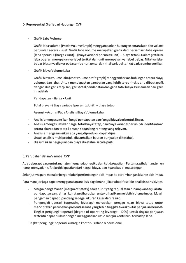 Analisa biaya volume laba | PDF