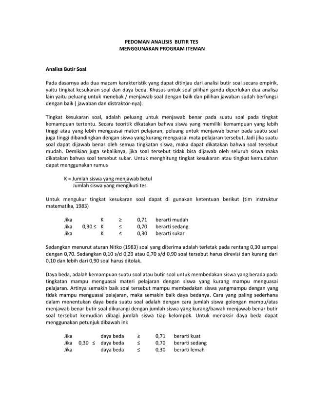 program iteman | PDF