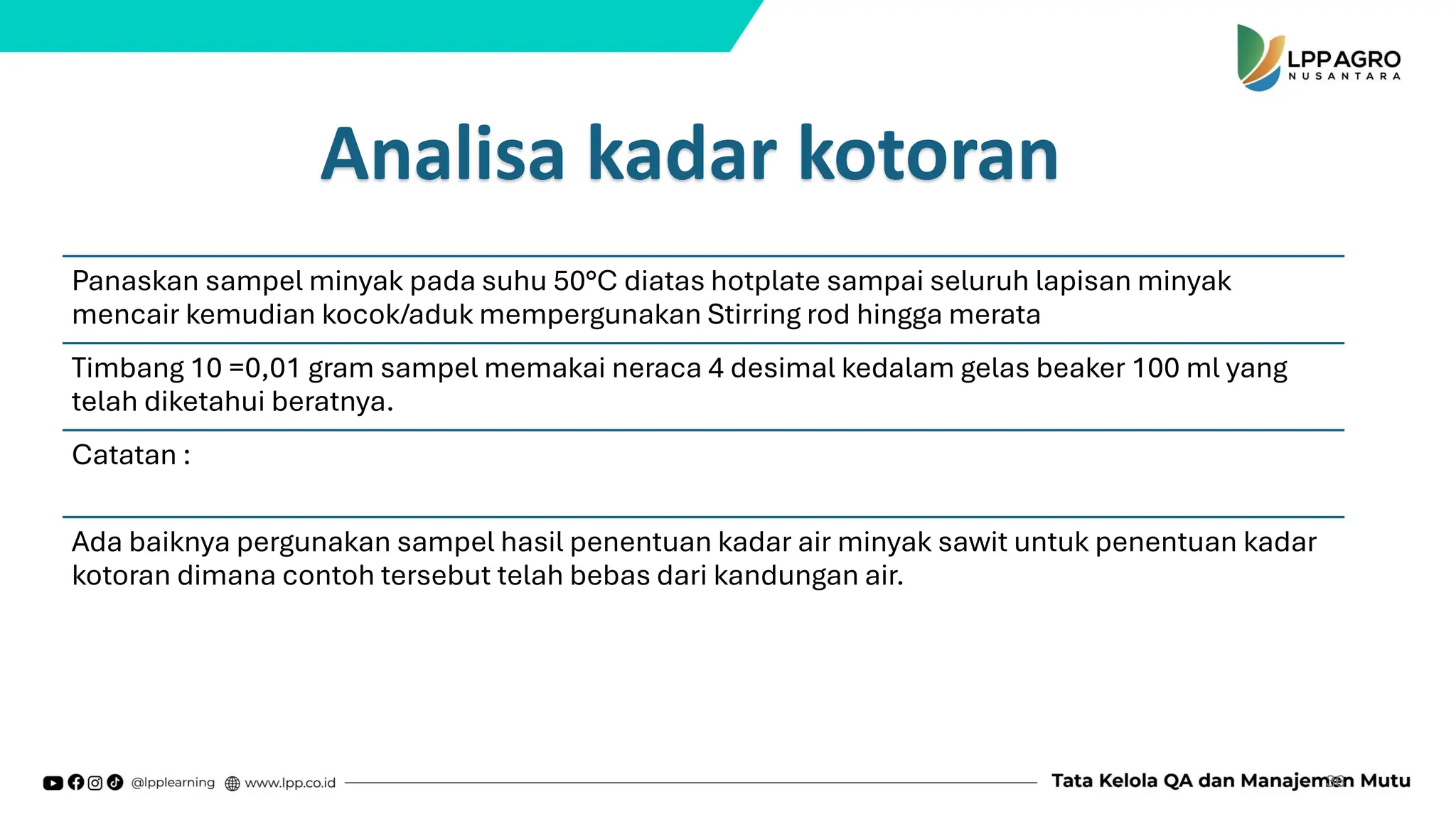 Analisa dan Pengendalian Mutu minyak kelapa sawit | PPT