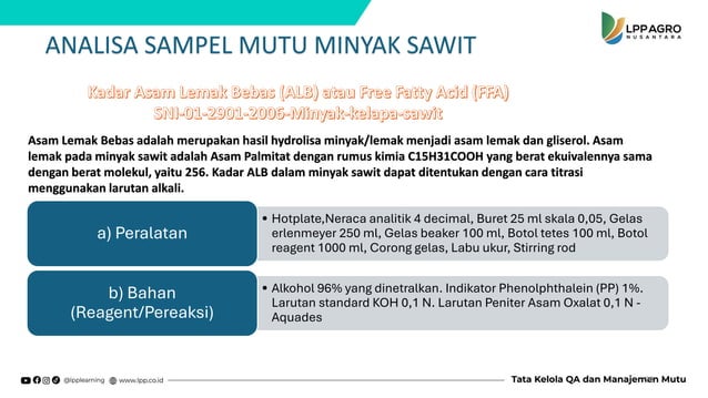 Analisa dan Pengendalian Mutu minyak kelapa sawit | PPT