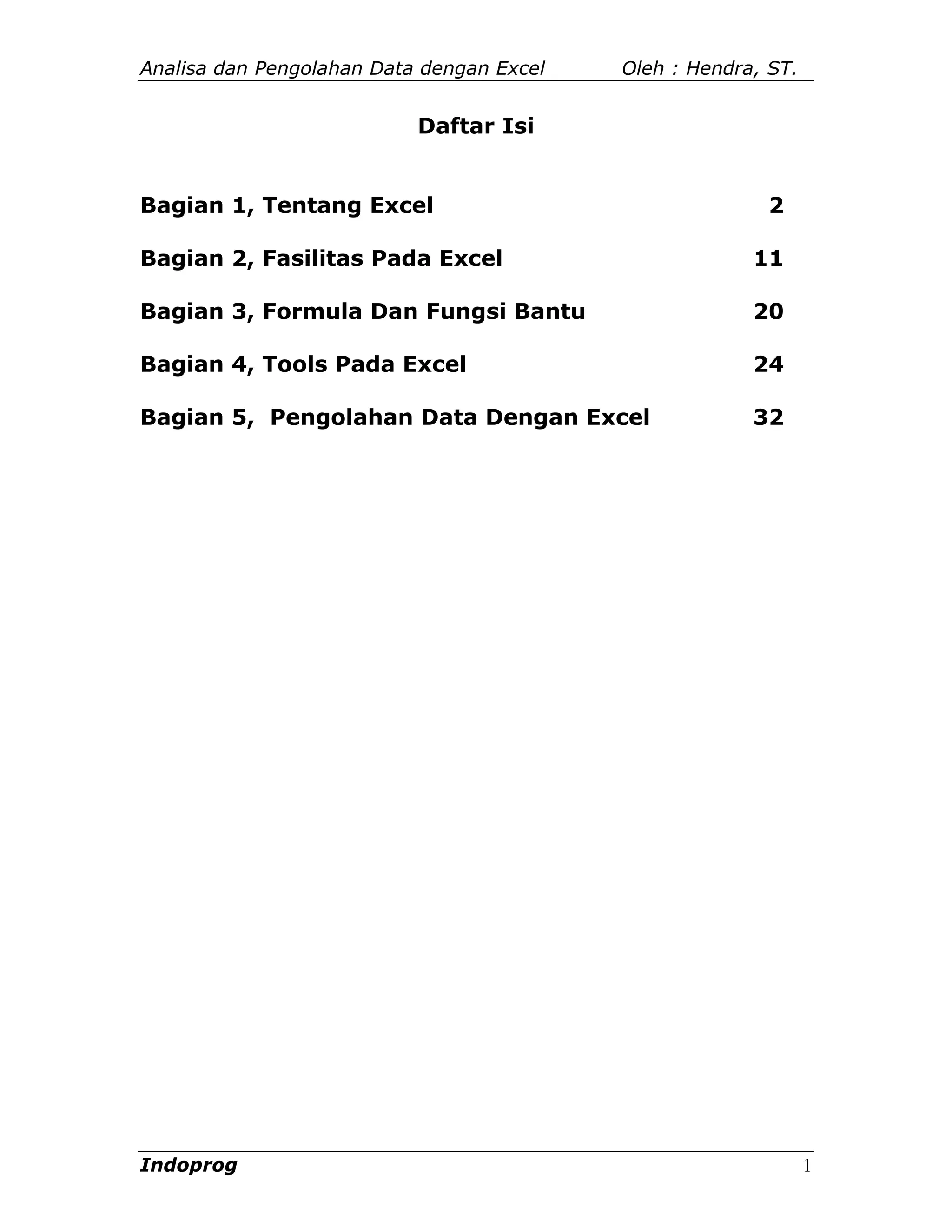 Analisa dan pengolahan data dengan excel | PDF