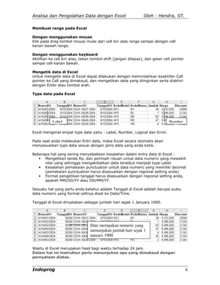 Analisa dan pengolahan data dengan excel | PDF
