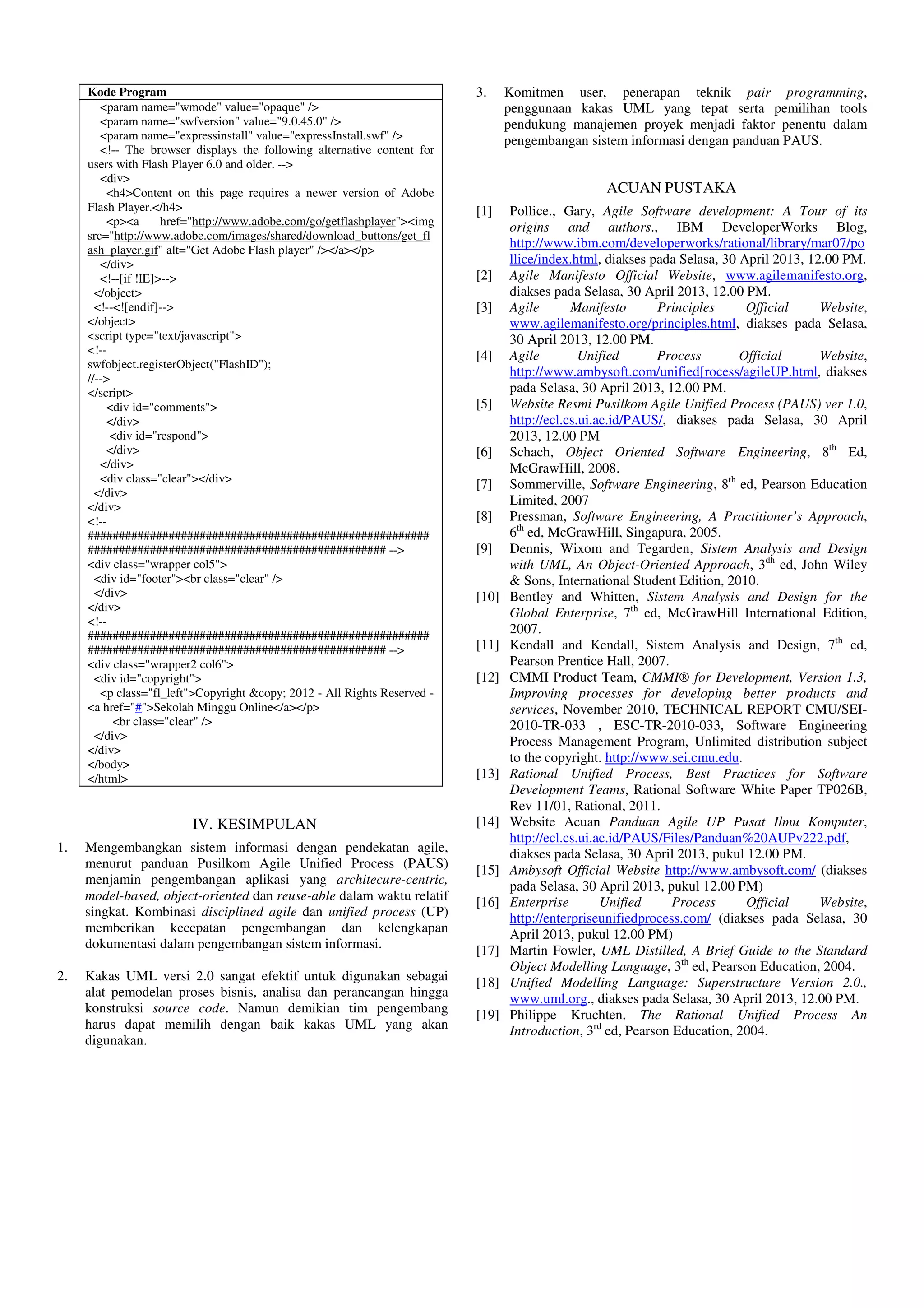 Analisa dan perancangan sis fo dgn pendekatan agile menurut panduan paus | PDF