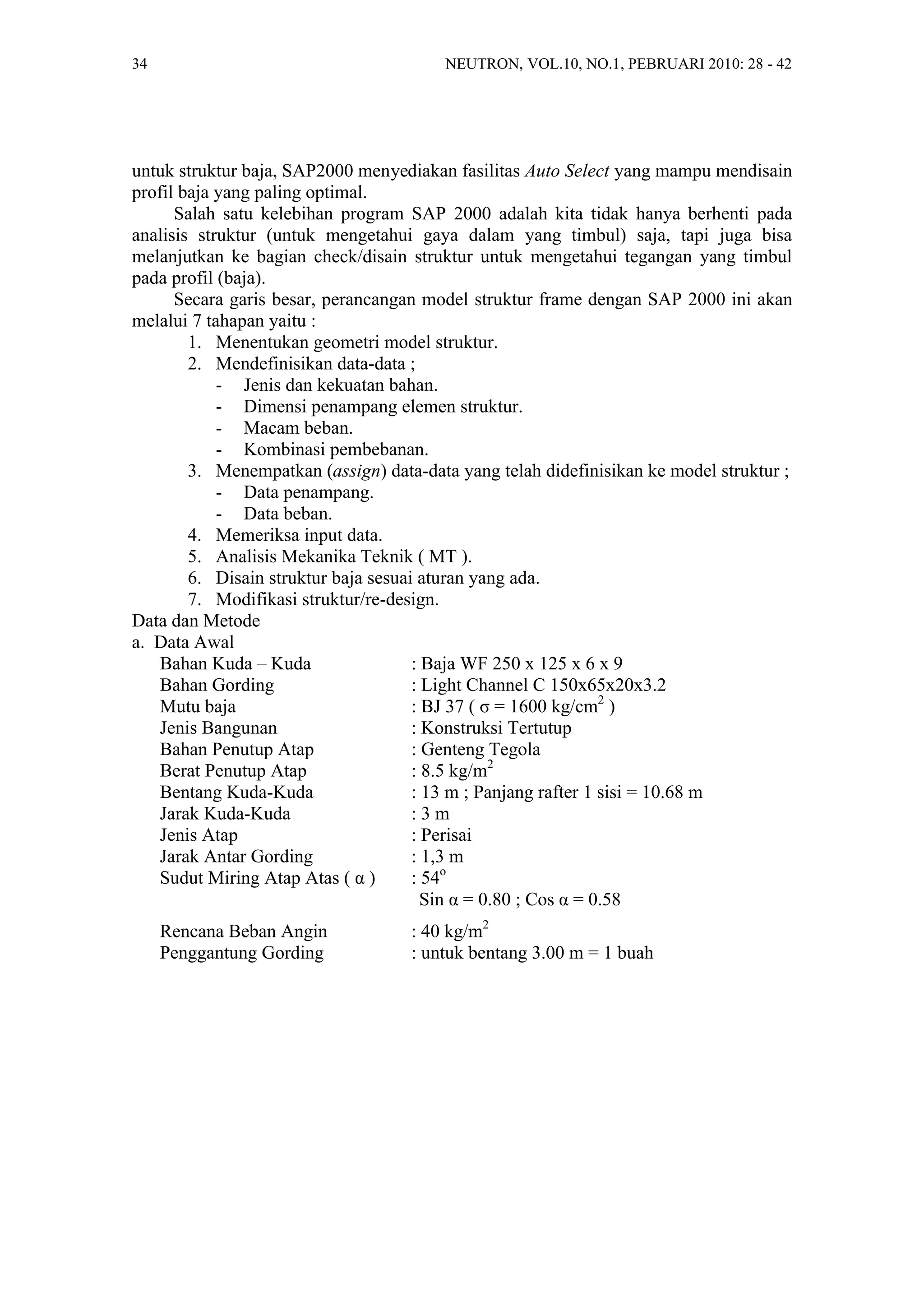 Analisa dimensi dan biaya struktur baja | PDF