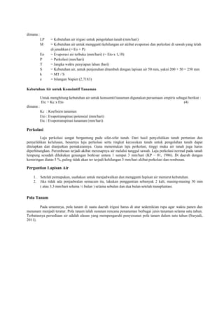 Analisa efisiensi dan optimalisasi pola tanam pada daerah irigasi | PDF