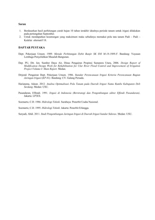 Analisa efisiensi dan optimalisasi pola tanam pada daerah irigasi | PDF