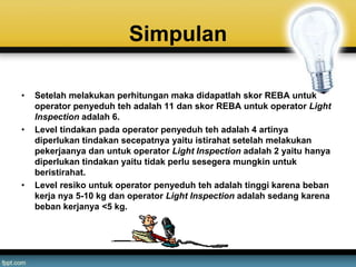 Analisa kelelahan kerja dengan menggunakan metode reba | PPT