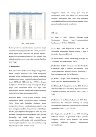 Analisa klasifikasi biaya pasien rawat inap menggunakan teknik data mining attribute importance ...